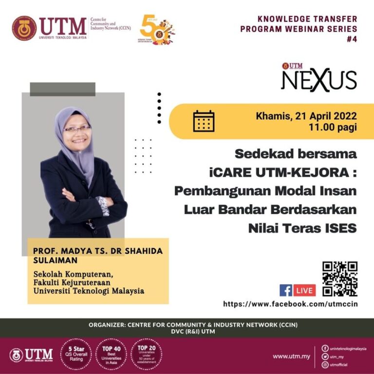 Sedekad bersama iCARE UTM-KEJORA : Pembangunan Modal Insan Luar Bandar ...