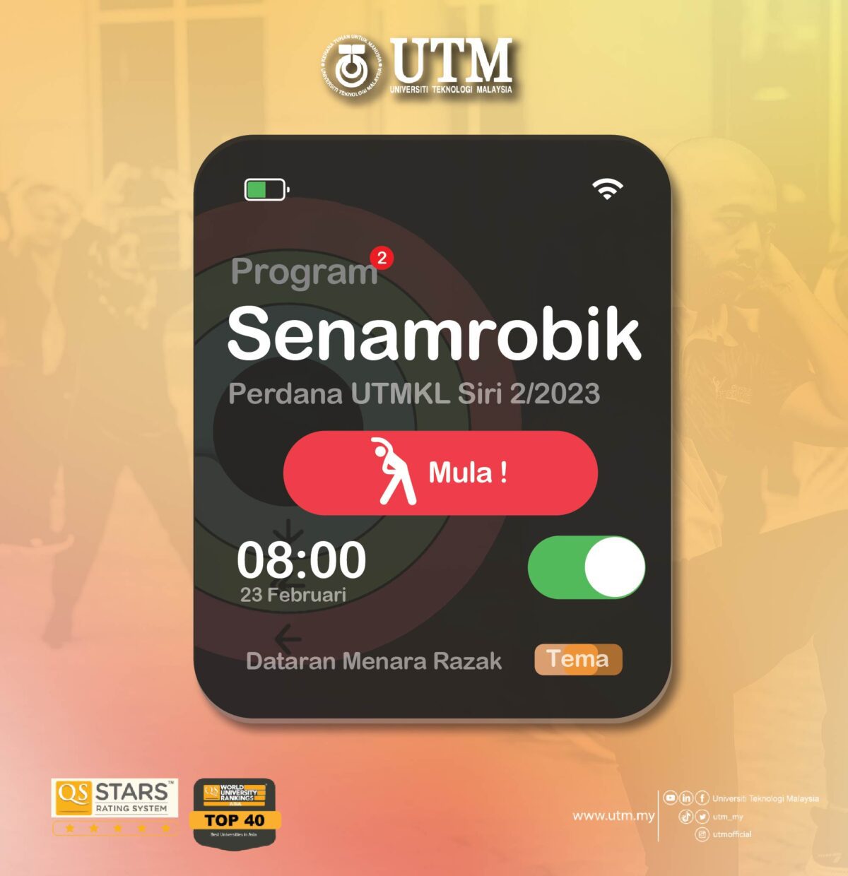 Senamrobik Perdana UTMKL Siri 2/2023 – Calendar & Events