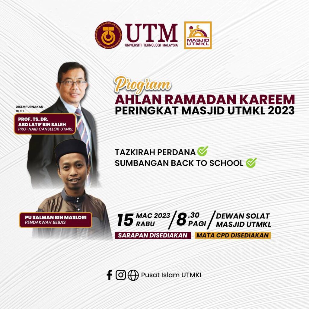 Program Ahlan Ramadan Kareem Peringkat Masjid UTMKL 2023 – Calendar ...