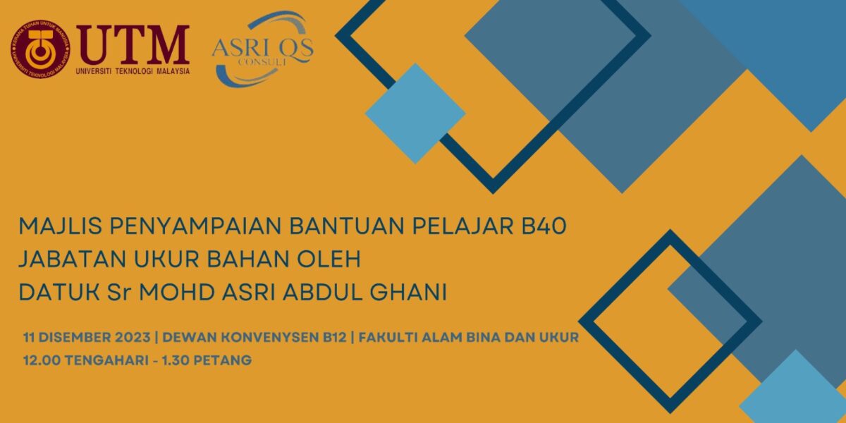 Majlis Penyampaian Bantuan Pelajar B40 Jabatan Ukur Bahan FABU ...