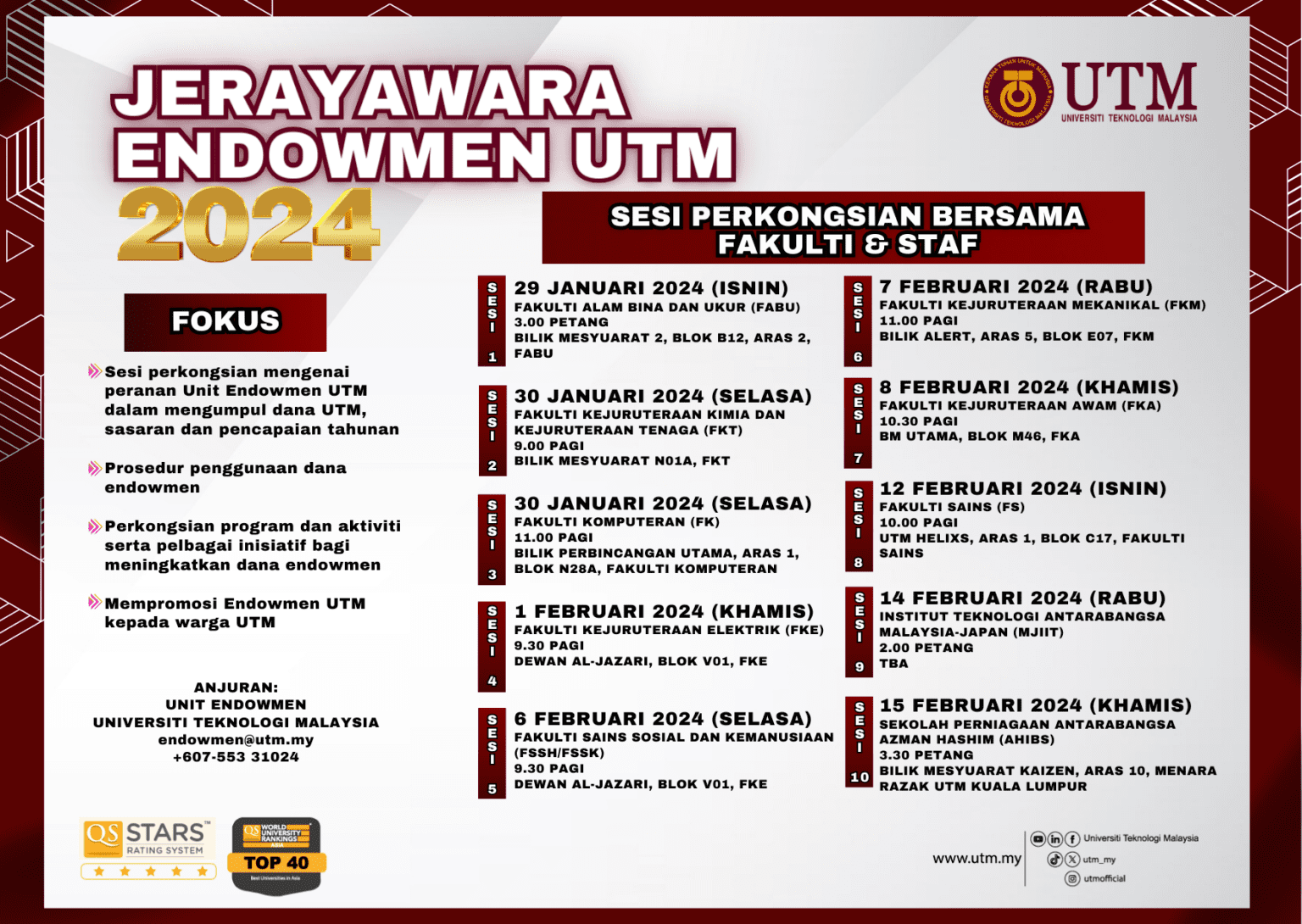 Jerayawara Endowmen UTM 2024 – Calendar & Events