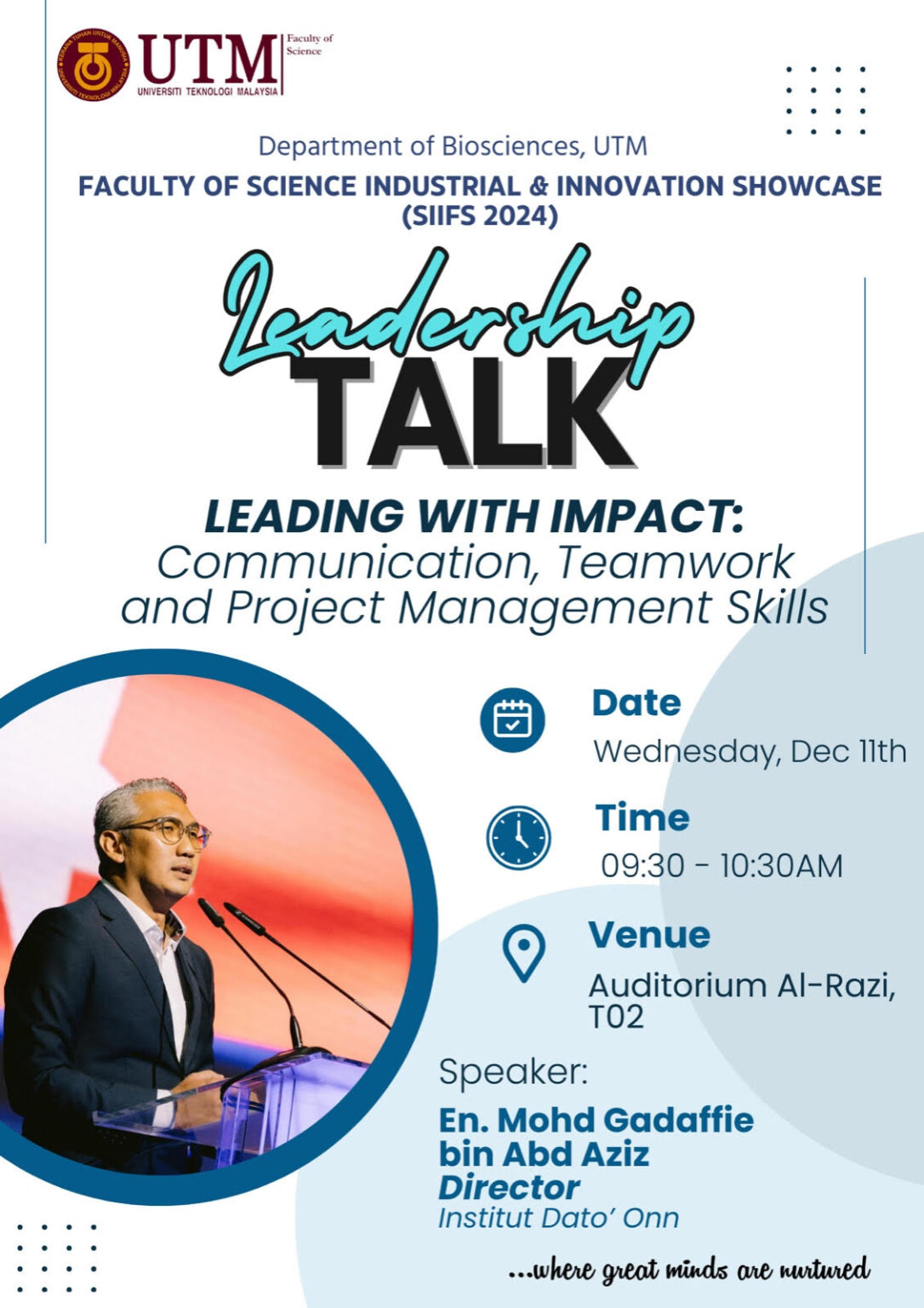 Faculty of Science Industrial & Innovation Showcase (SIIFS2024) : Leadership Talk : Leading ...