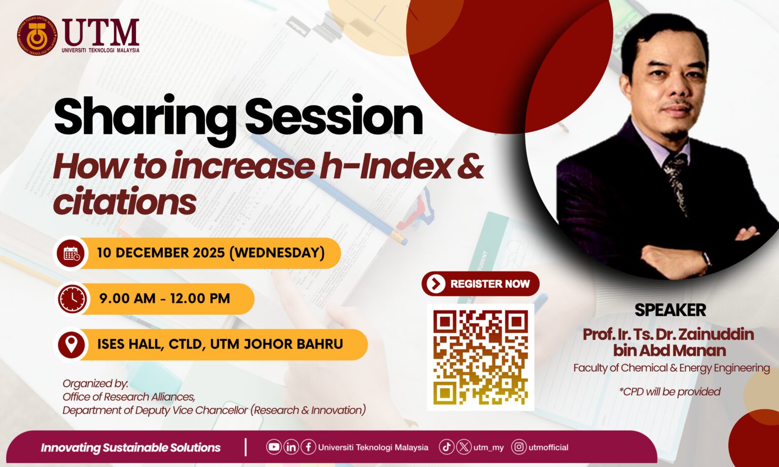 Sharing Session: How to Increase H-Index and Citations – Calendar & Events